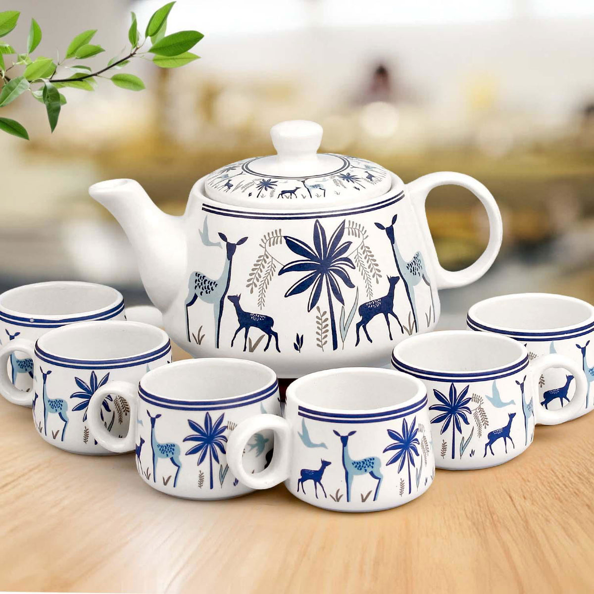 Ceramic Stag Blue Morning Tea Set – The Earth Store