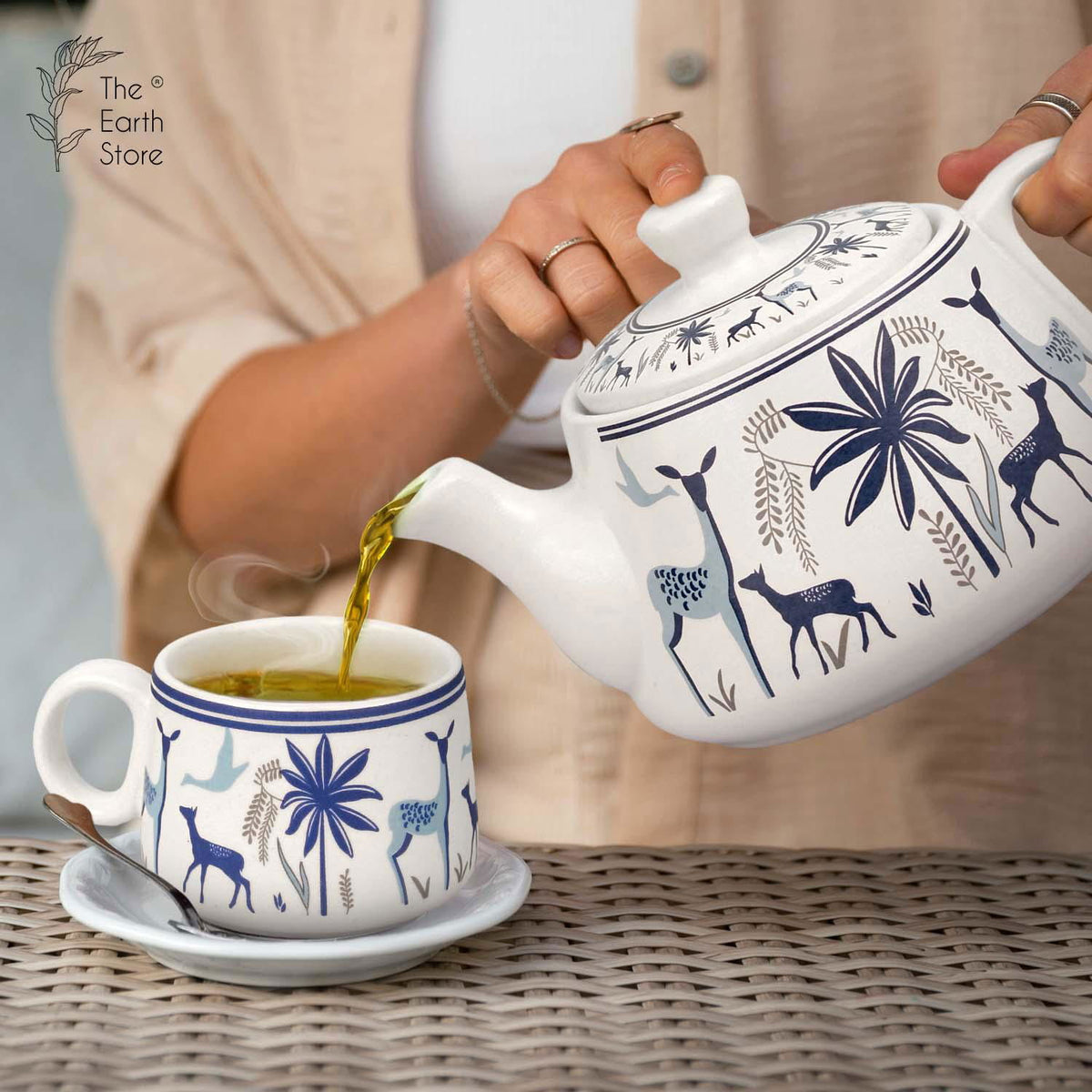 Ceramic Stag Blue Morning Tea Set – The Earth Store