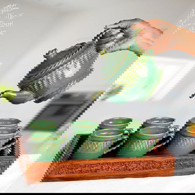 Ceramic Green Studio Pottery Tea Set – The Earth Store