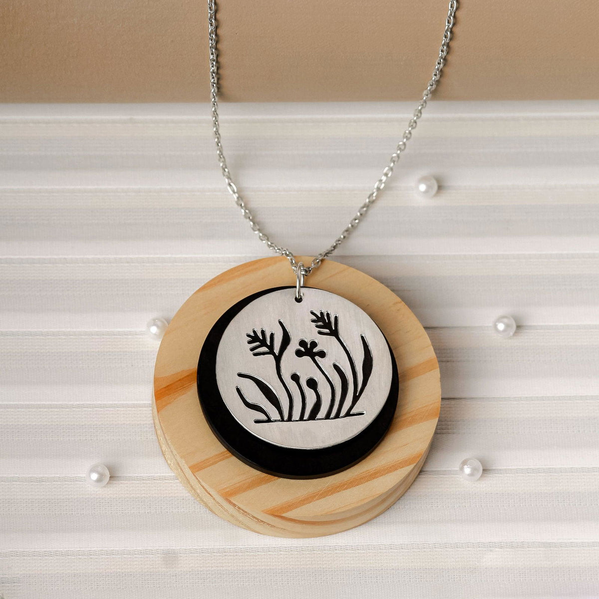 Herbal Wooden Back Pendant | Near Jewellery Shop – The Earth Store