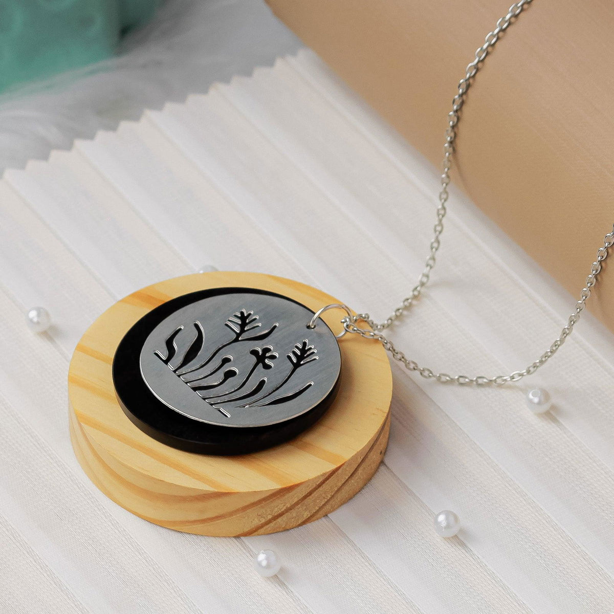 Herbal Wooden Back Pendant | Near Jewellery Shop – The Earth Store