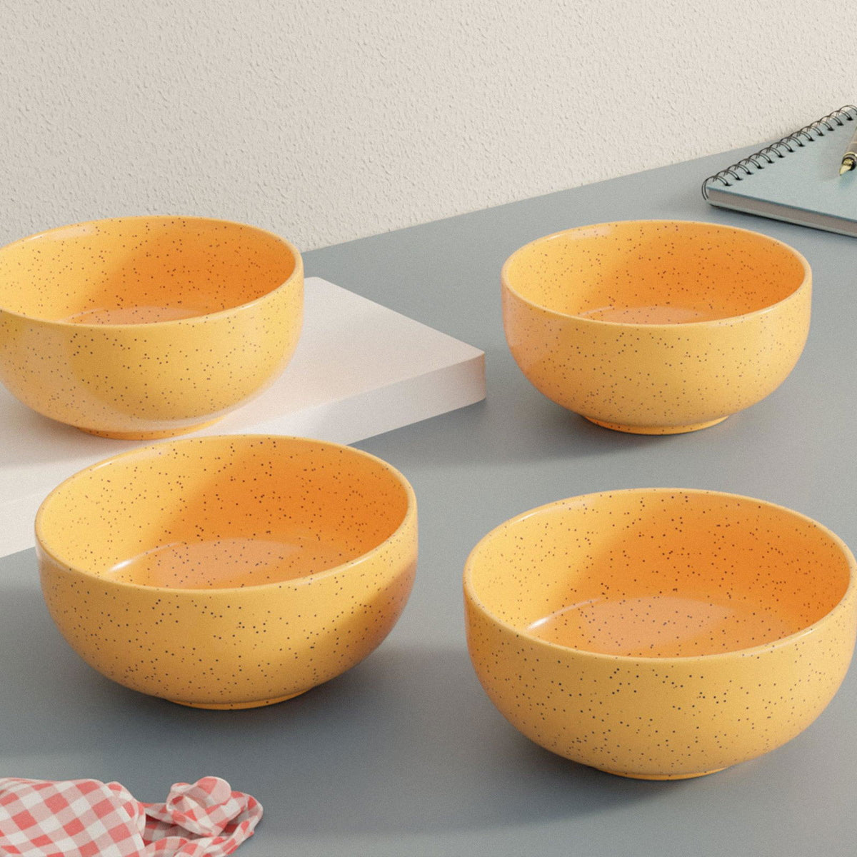 Mustard Marble Ceramic Bowl Set Of 4 – The Earth Store