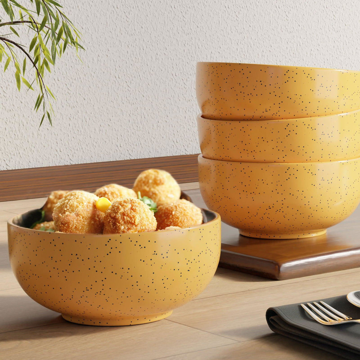Mustard Marble Ceramic Bowl Set Of 4 – The Earth Store