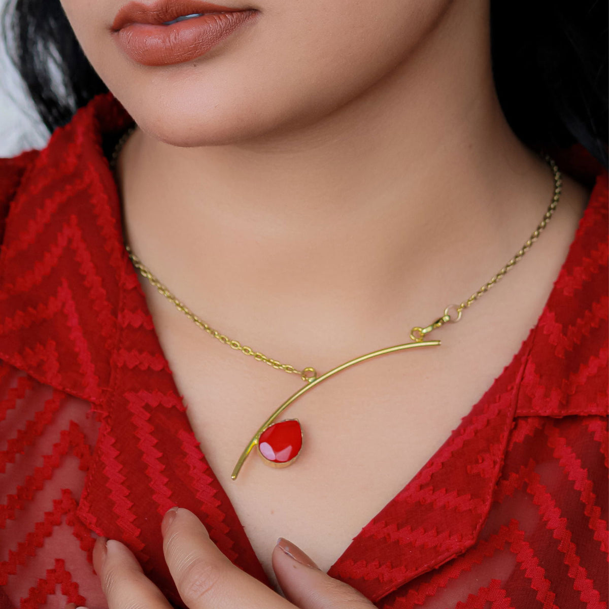 Red Stone Classic Pendent | Near Jewellery Shop – The Earth Store