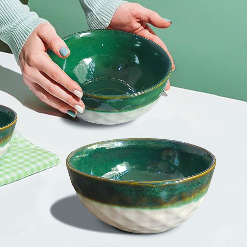Studio Pottery DT White Green Snacks Bowls (Set of 2) – The Earth Store