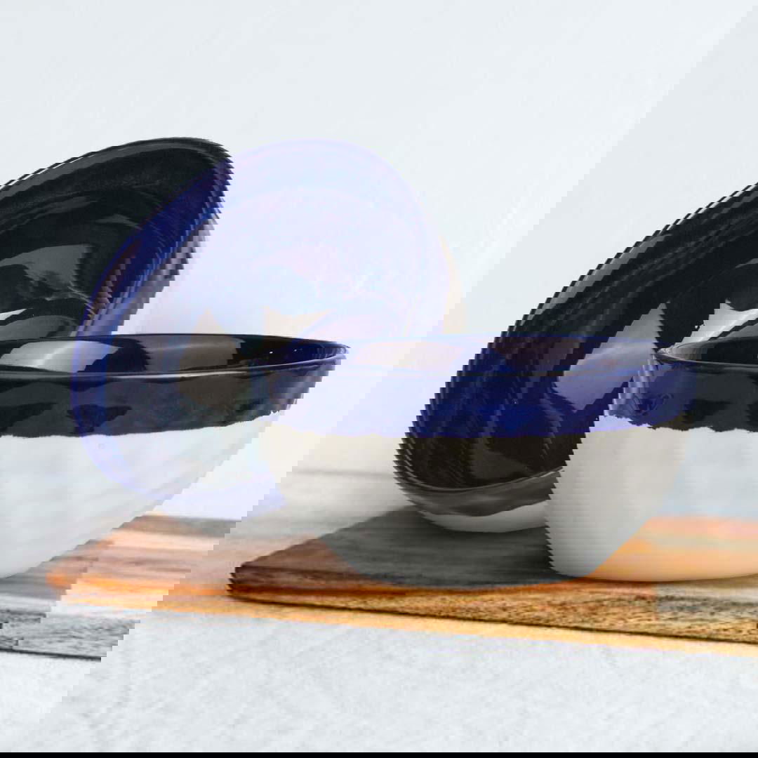 Studio Pottery Dual Tone White Blue Ceramic Snack Bowls Set Of 2 – The ...