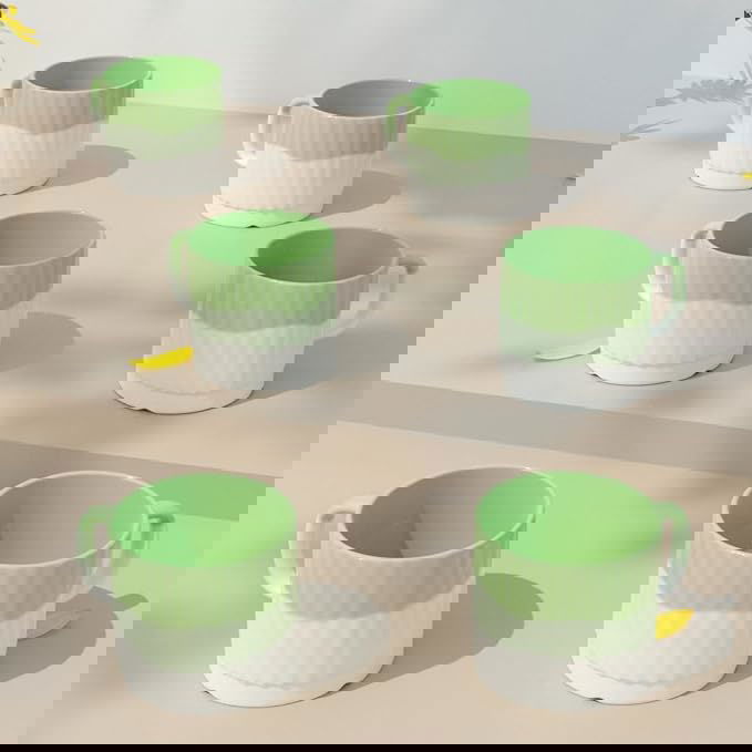 Tritone Green Fringe Tea Cups Set of 6 – The Earth Store