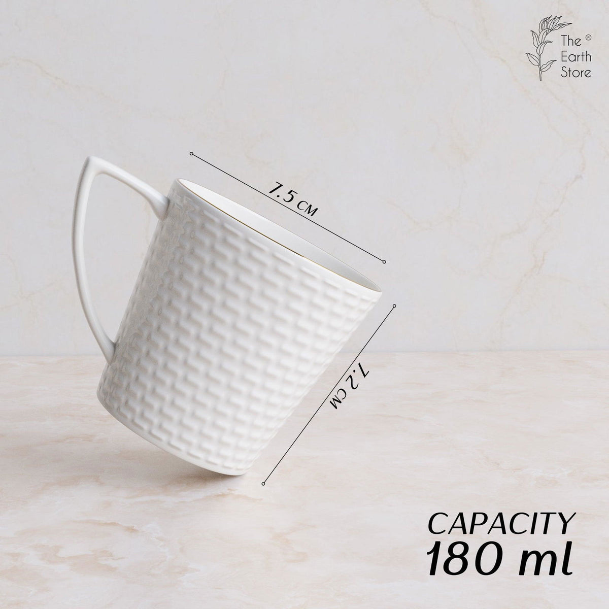 White Conical Embossed Tea Cup Set Of 6 – The Earth Store