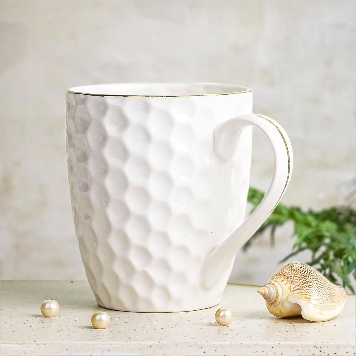 White Honeycomb 22k Liquid Gold Line Coffee Mug (Set of 4) – The Earth ...