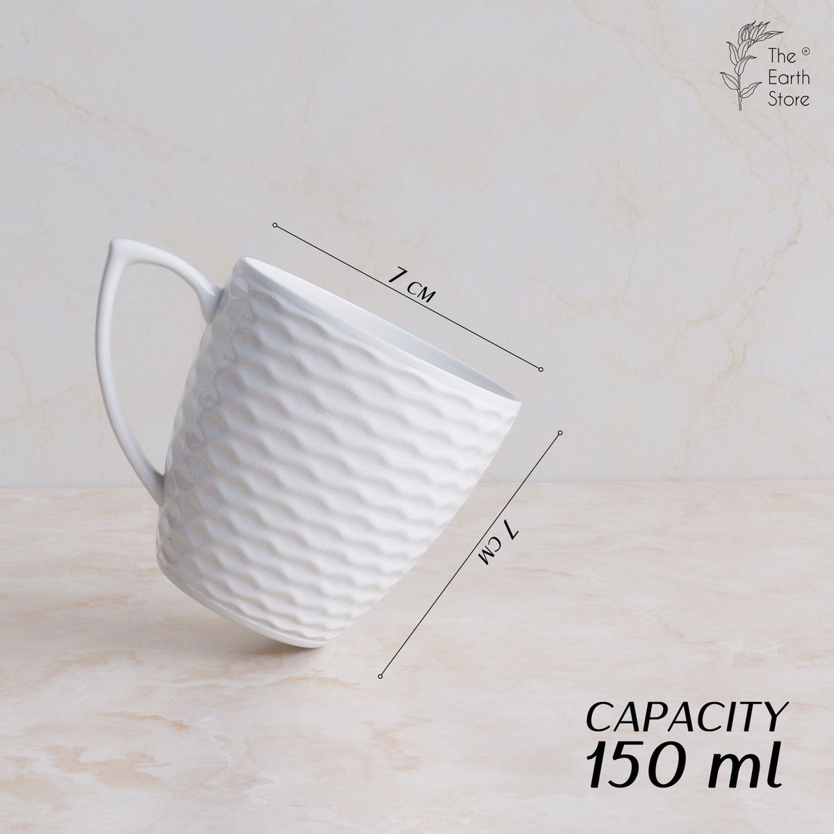White Wavy Edge Tea Cup Set Of 6 – The Earth Store